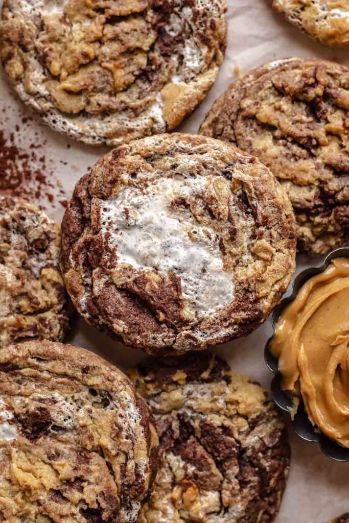 Swirled Peanut Butter Marshmallow and Chocolate Cookies – The Cozy Plum