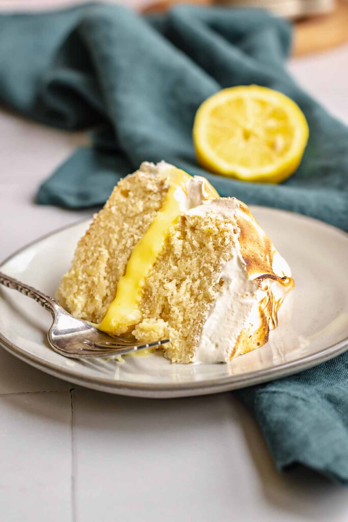 Lemon Curd Cake with Meringue Topping – The Cozy Plum