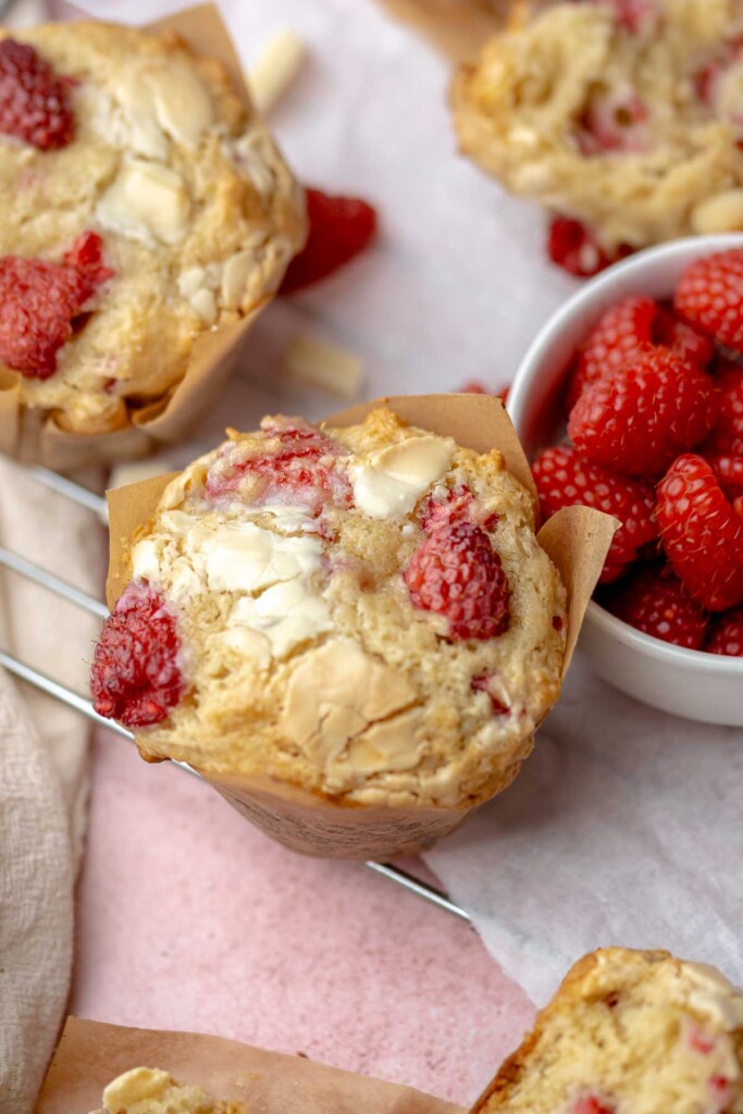 Raspberry White Chocolate Muffins – The Cozy Plum