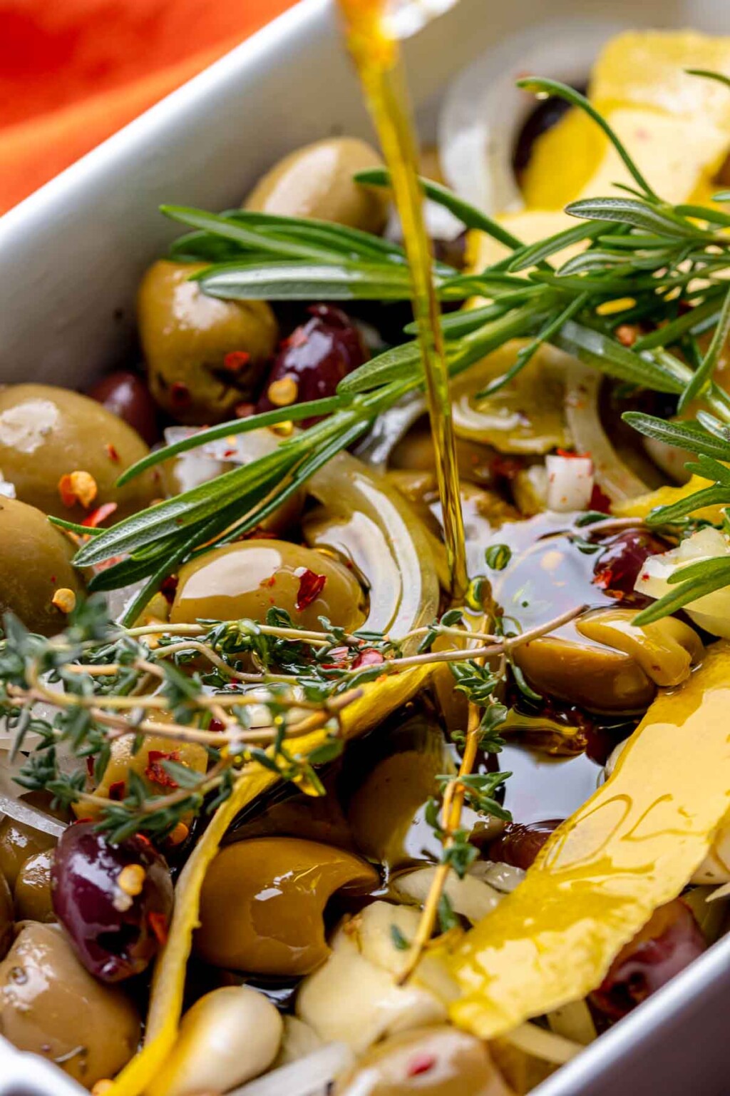 Herb Roasted Olives with Burrata – The Cozy Plum